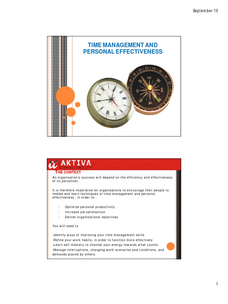 Time Management & Personal Effectiveness - v1 - Niyi06.10.10 | PDF ...