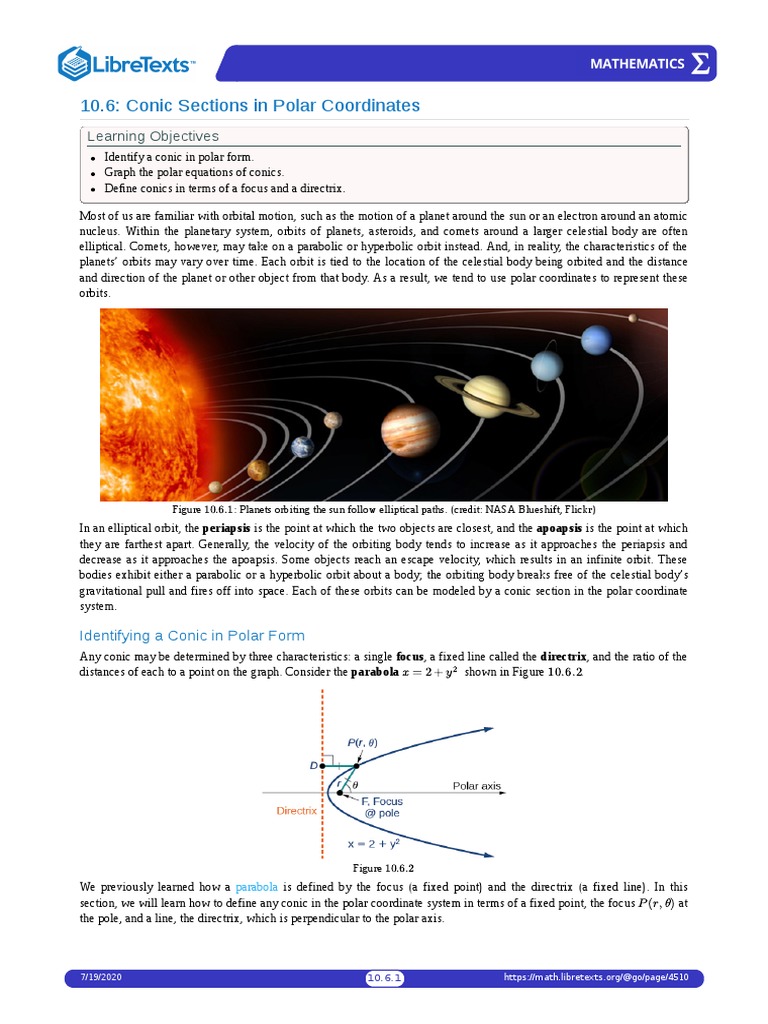 10.06 - Conic Sections in Polar Coordinates | PDF | Orbit | Ellipse