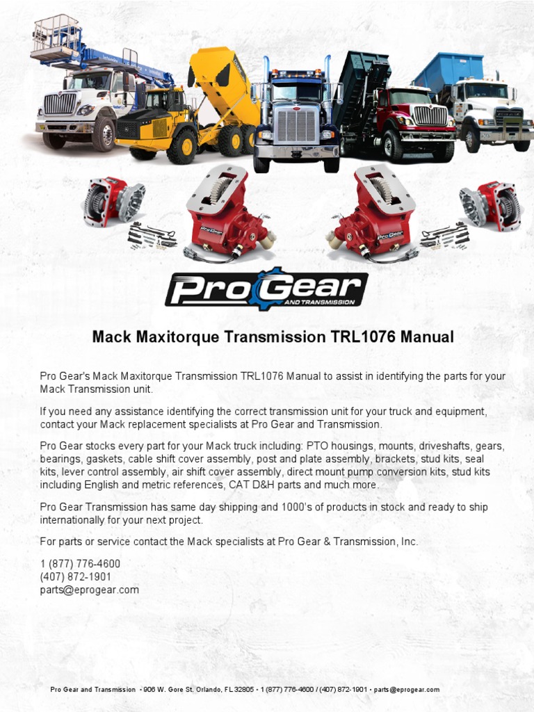 Mack Maxitorque Transmission TRL1076 Manual | PDF | Transmission ...