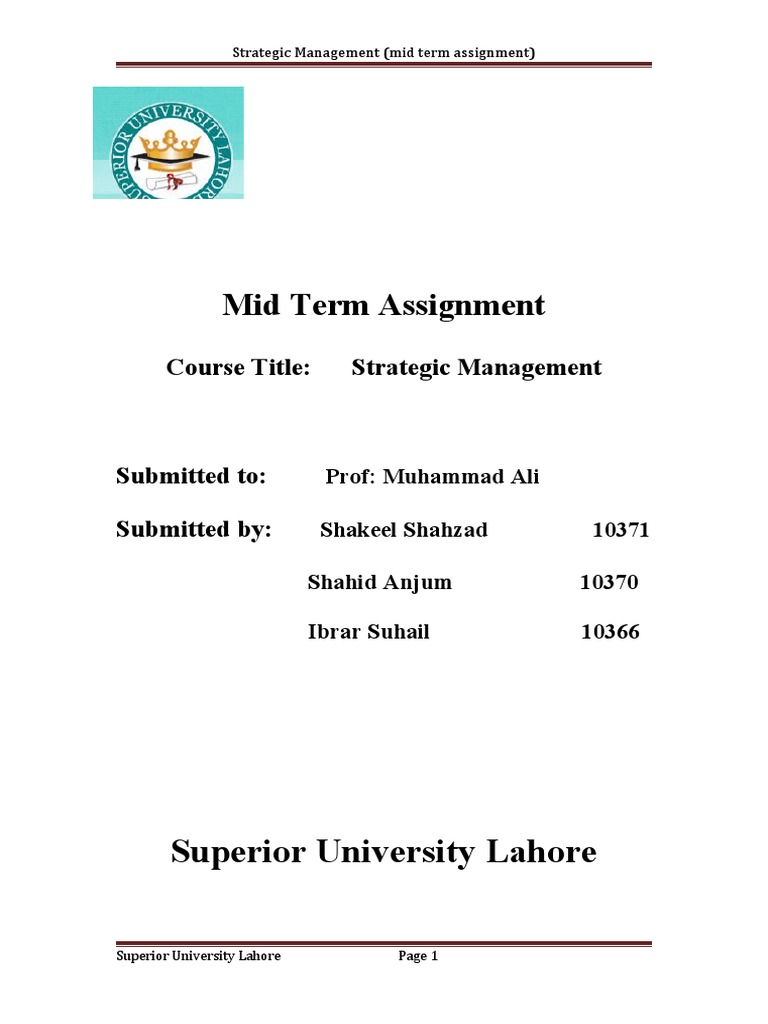 Mid Term Assignment: Superior University Lahore | PDF | Brand ...