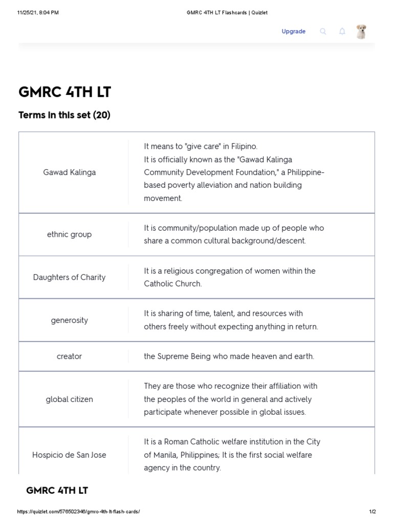 GMRC 4TH LT Flashcards - Quizlet | PDF | Philippines