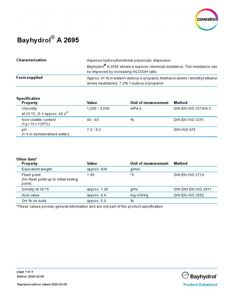 Bayhydrol A 2695 - en - 80628498 07461945 jj07461963 | PDF ...