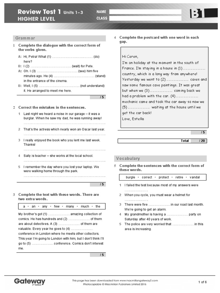 B1 Review Test 1 Higher | PDF | Foreign Language | Cognitive Science