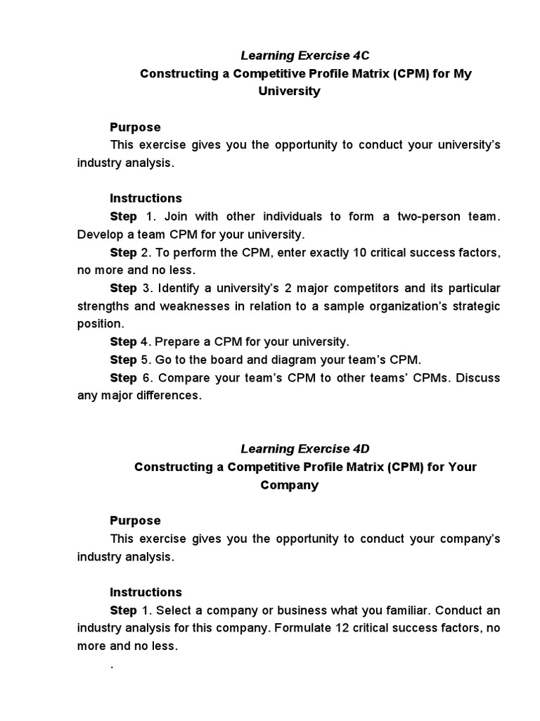 Learning Exercise 4C, 4D | PDF