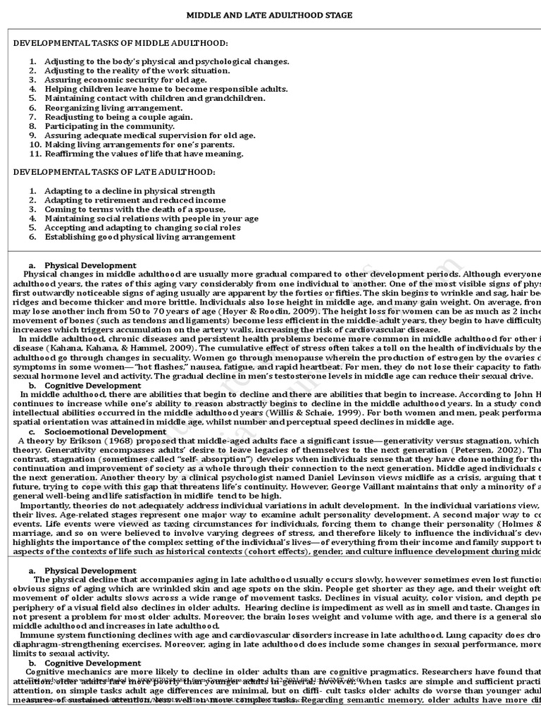 Middle Adulthood Stage