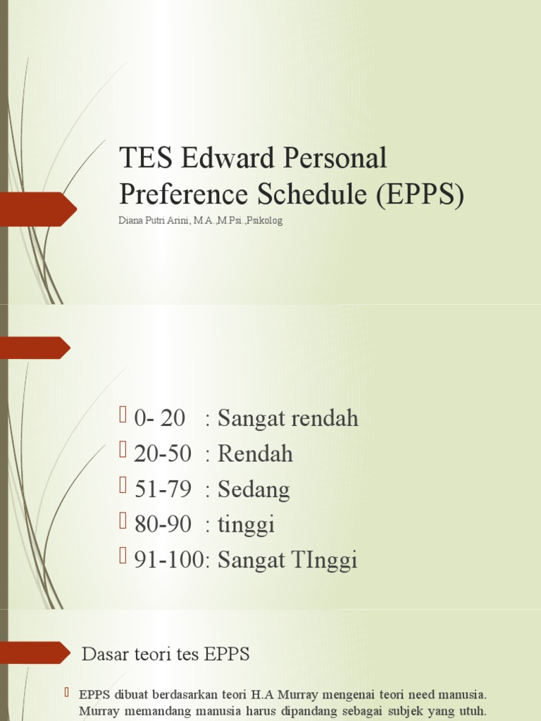 05 - TES Edward Personal Preference Schedule (EPPS) | PDF