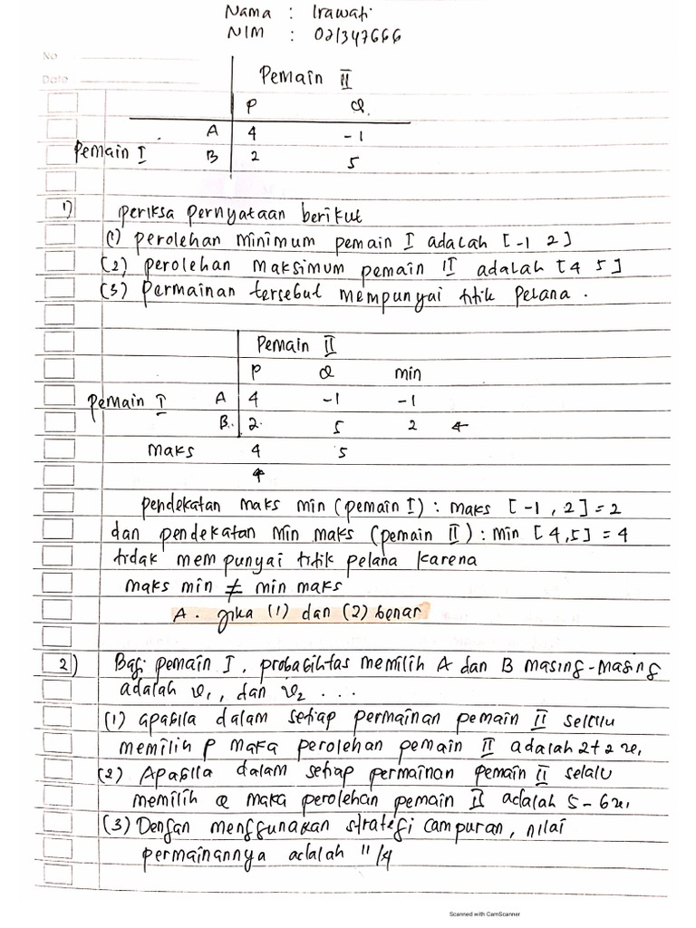 Diskusi 4 Riset Operasional 1 Irawati 021347666 | PDF