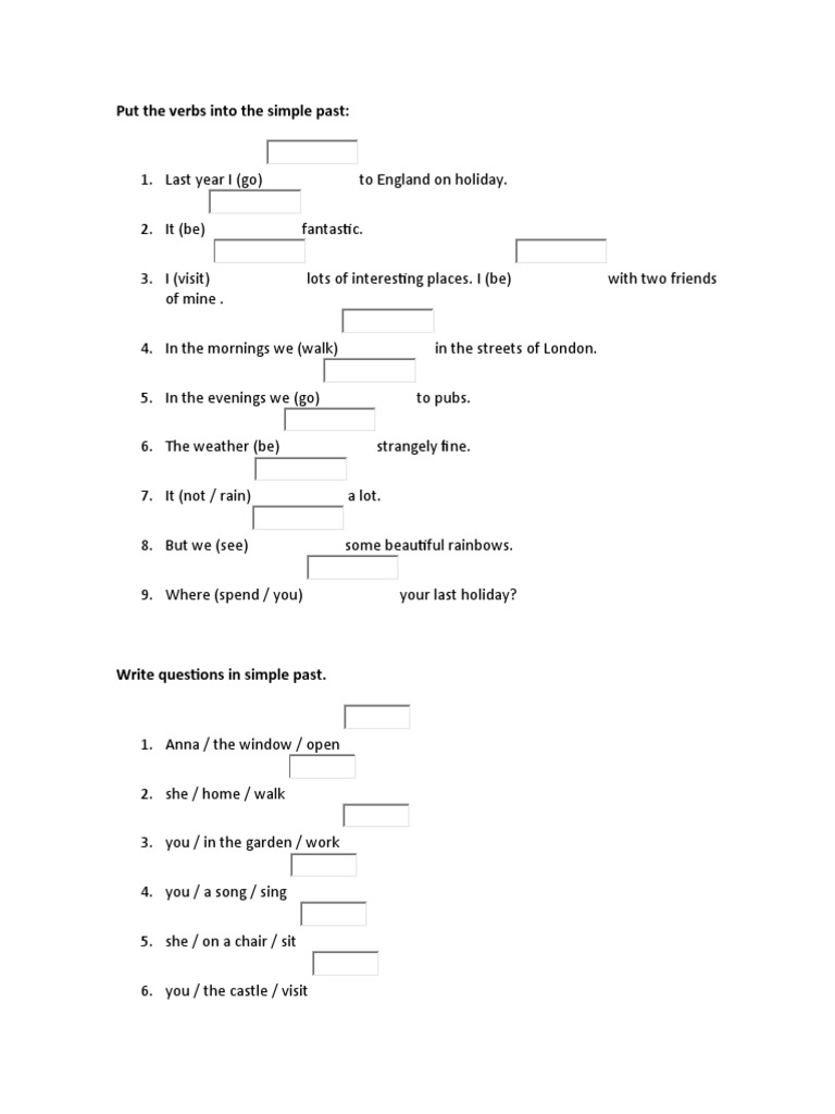 Put The Verbs Into The Simple Past | PDF