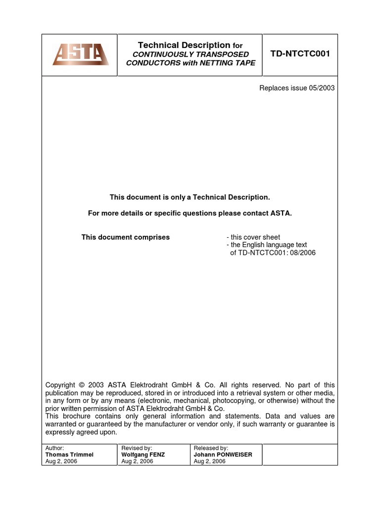 ASTA Netting CTC TechDesc NTCTC001 | PDF | Transformer | Insulator ...