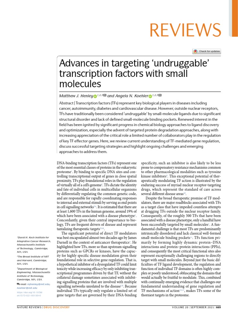 Advances in Targeting 'Undruggable' Transcription Factors With Small ...