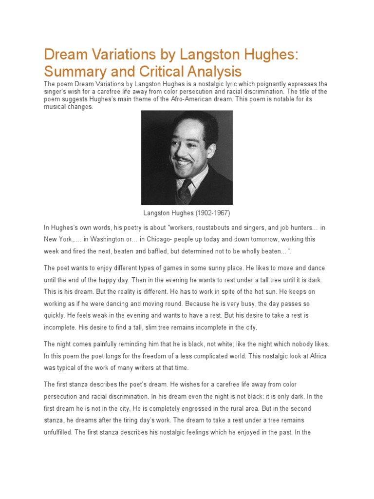 Langston Hughes Worksheet