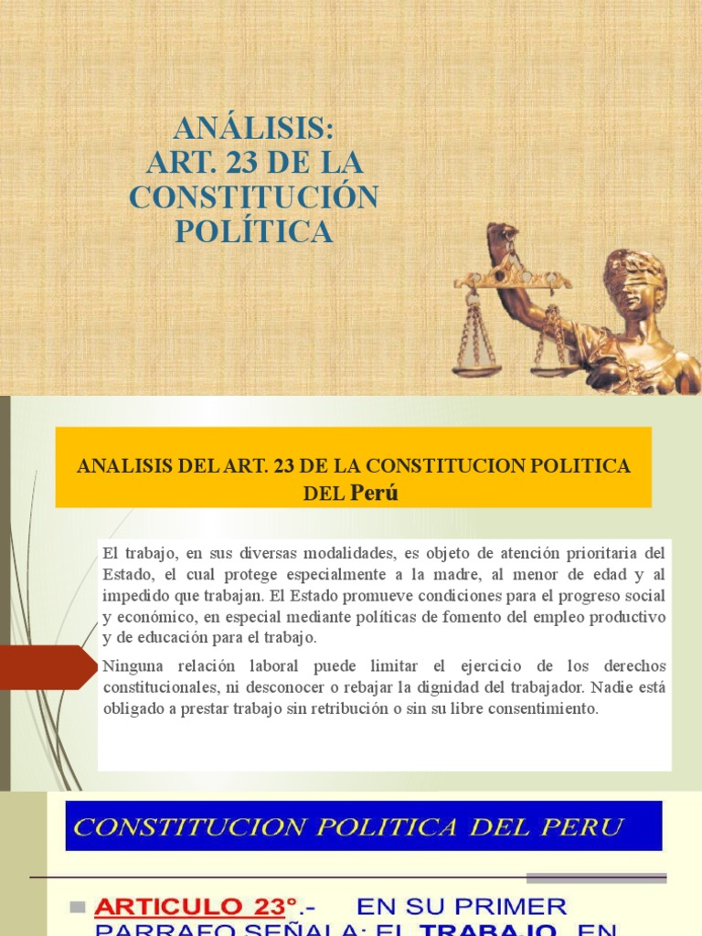 Análisis Del Art. 23 CONSTITUCION POLITICA. | PDF | Derecho laboral ...