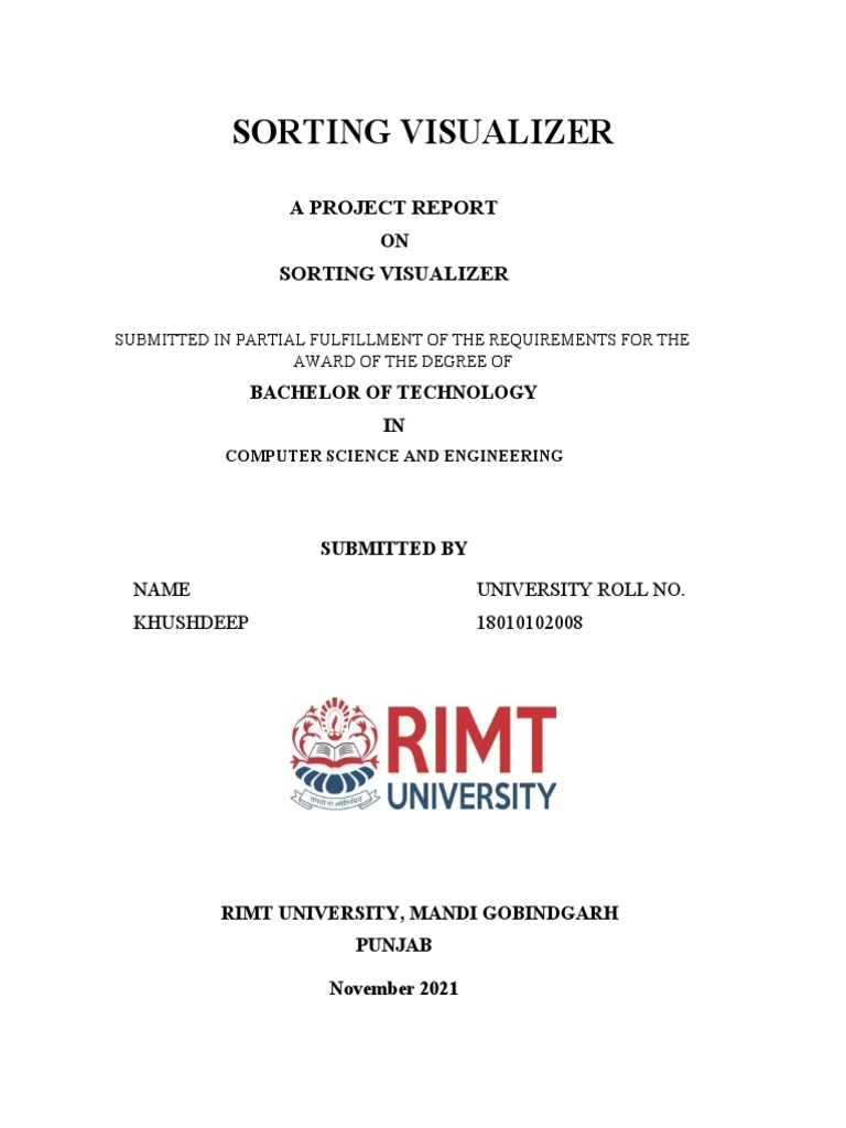 A Project Report Sorting Visualizer | PDF | Information Technology ... A Project Report Sorting Visualizer | PDF | Information Technology ...