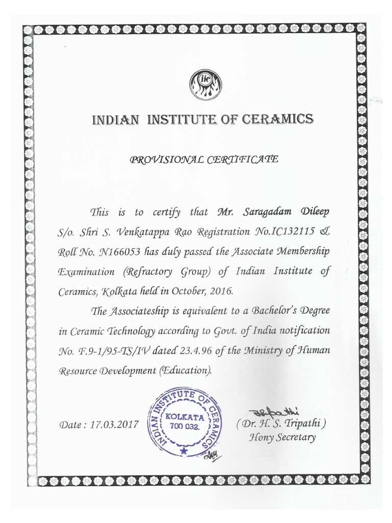 Degree Provisional (B.Tech) Certificate | PDF