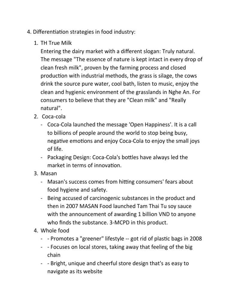 Differentiation Strategies in Food Industry | PDF | E Commerce | Marketing