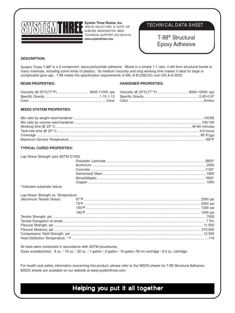 T-88 Structural Epoxy Adhesive: Technical Data Sheet | Download Free ...