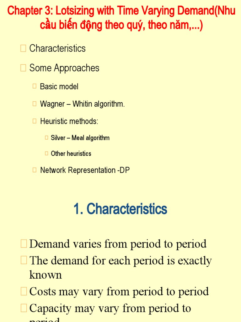 Chapter 3 Single Item Lotsizing With Time Varying Demand Pdf Dynamic Programming