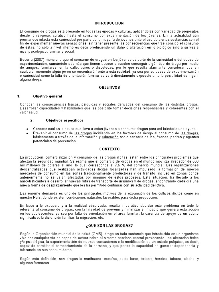 INTRODUCCION | PDF | Drogas | La dependencia de sustancias