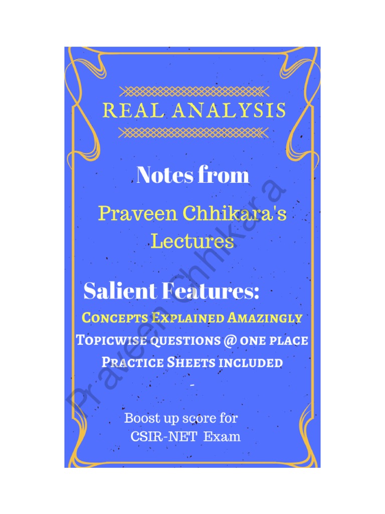 Real Analysis Notes For CSIR-NET Exam | PDF | Multiple Choice | Test ...