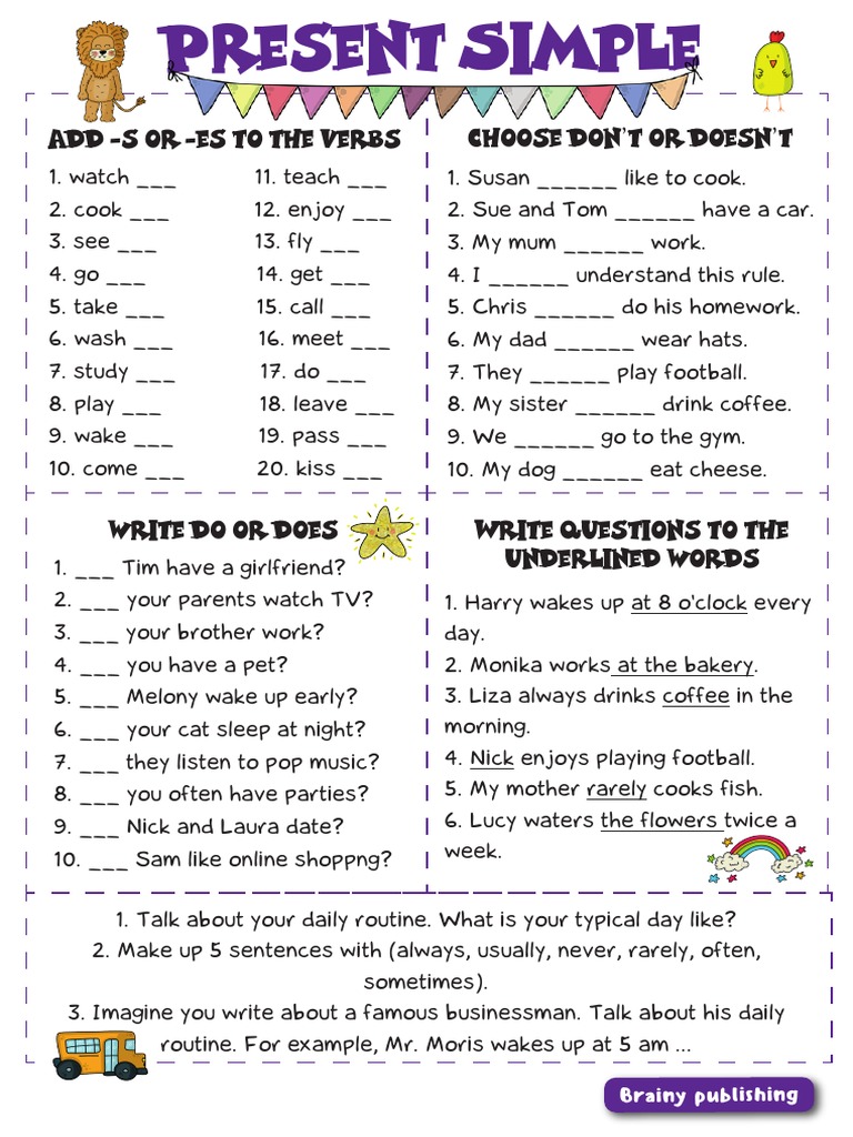 Worksheets Present Simple Present Simple Vs Present Continuous