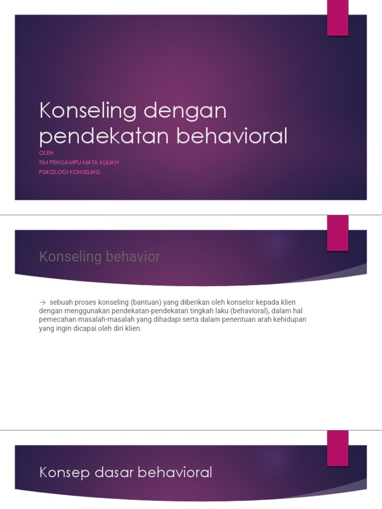 Konseling Dengan Pendekatan Behavioral | PDF | Karier & Perkembangan