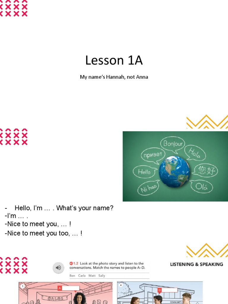 Lesson 1A: My Name's Hannah, Not Anna | PDF