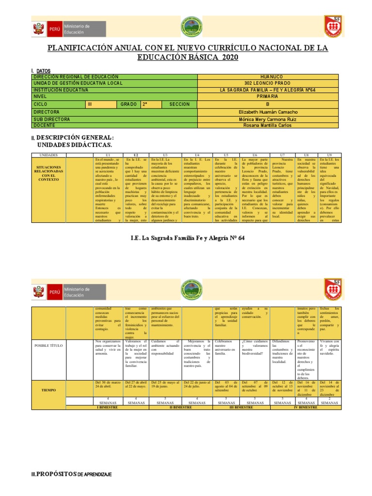 Plan Anual Segundo Grado | PDF | Aprendizaje | Educación primaria