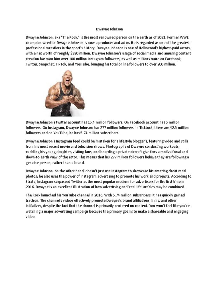 Dwayne Johnson | PDF | Popular Culture & Media Studies | Social Media