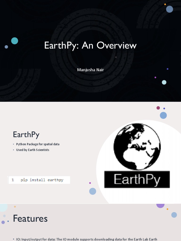 Earthpy: An Overview: Manjusha Nair | PDF
