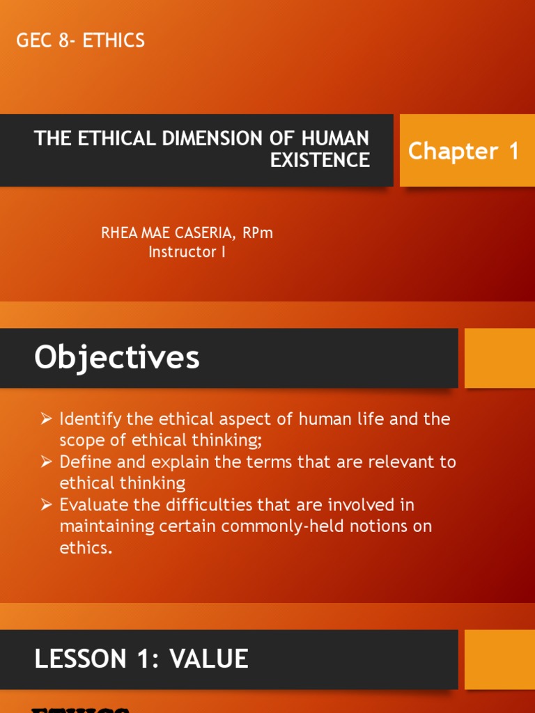 Gec 8-Ethics: The Ethical Dimension of Human Existence | PDF | Morality | Reason