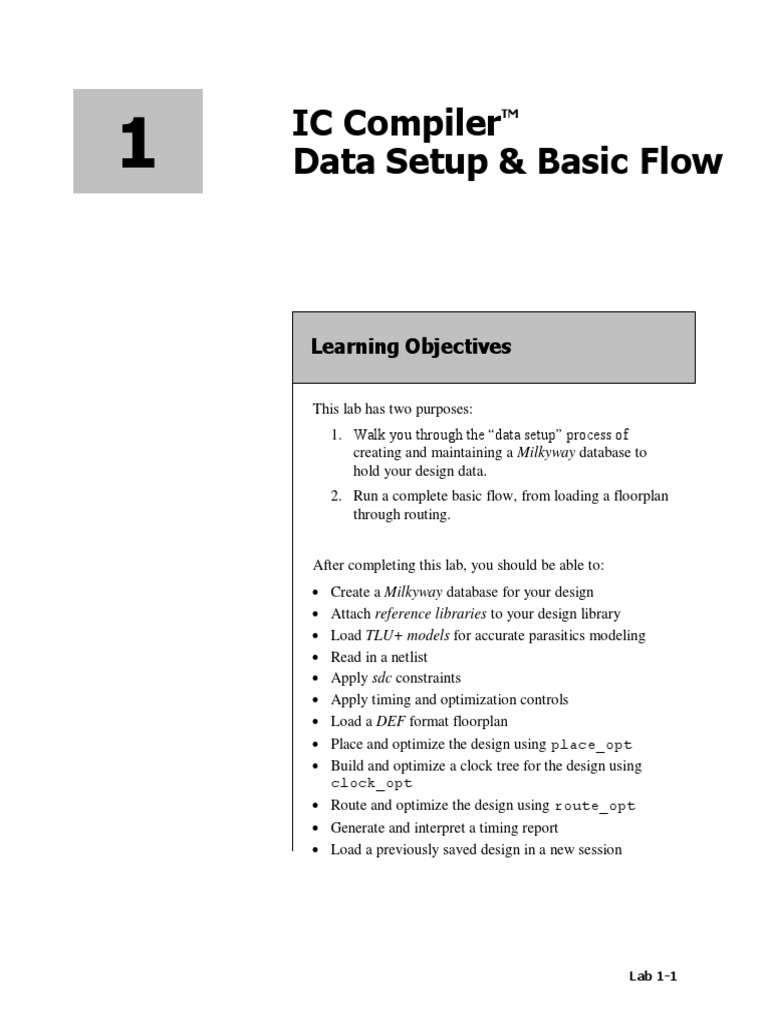 IC Compiler Data Setup and Basic Flow Lab | PDF | Software ...