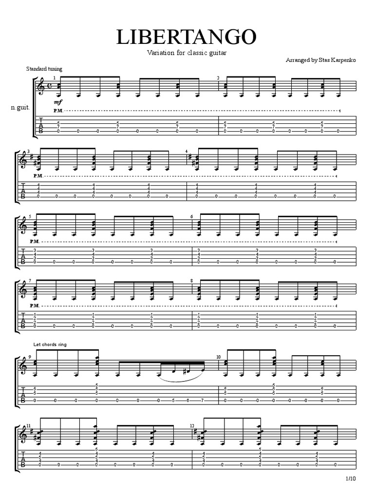 Libertango: Variation For Classic Guitar | PDF | Musical Instruments ...