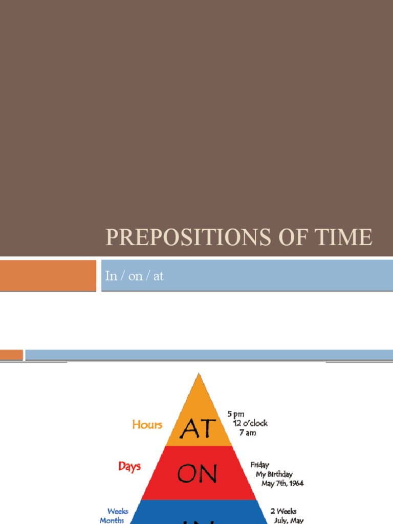 Prepositions of Time: in / On / at | PDF | Social Science
