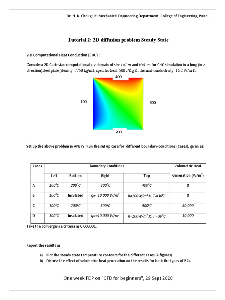 Tutorial 2: 2D Diffusion Problem Steady State | PDF | Computational Fluid Dynamics | Mechanical ...