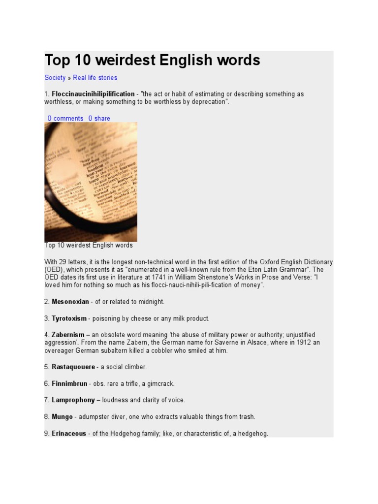 Top 10 Weirdest English Words | PDF | Typhoon | Weather Events