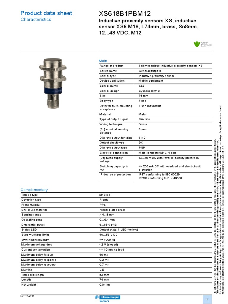 Proximity Sensor - Telemecanique Inductive Proximity Sensors XS ...