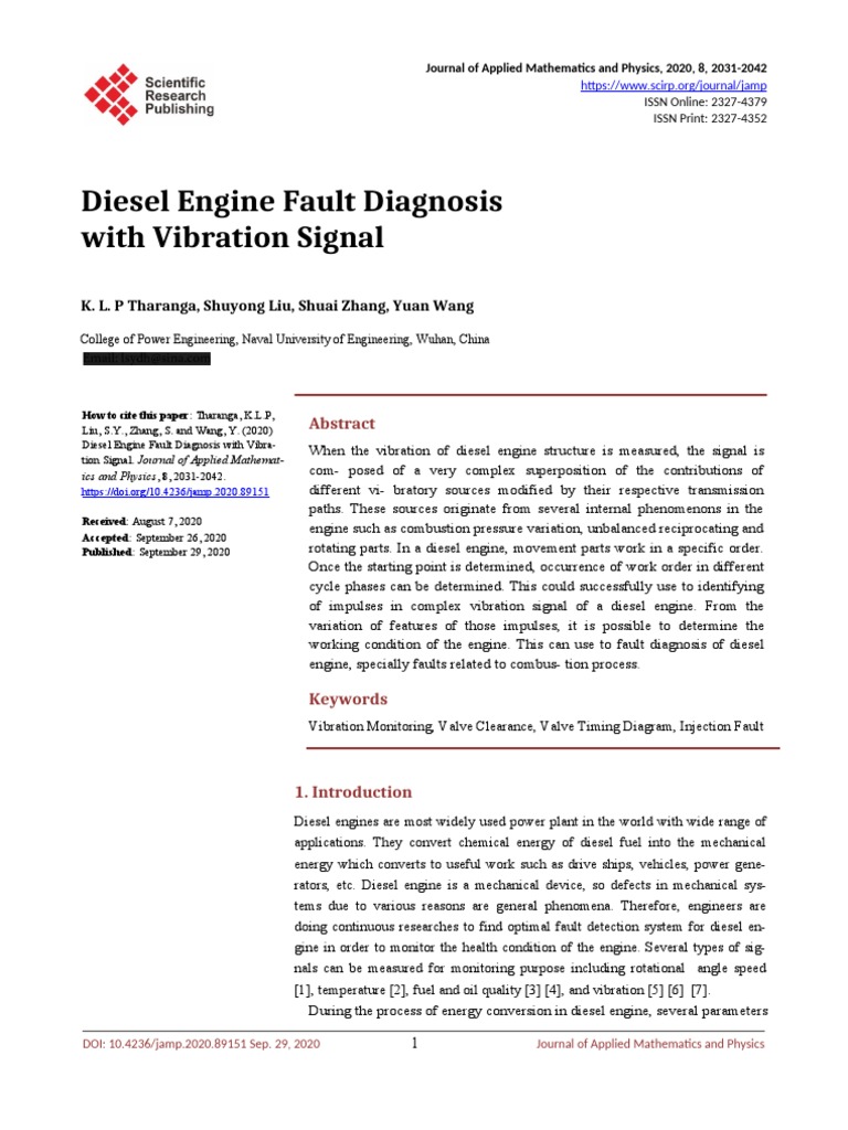 Diesel Engine Vibration Fault Diagnosis | PDF | Diesel Engine | Engines