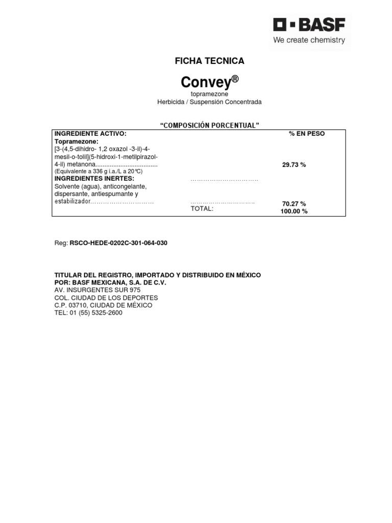 Ficha Técnica Convey (23-03-2020) | PDF | Agricultura | Botánica