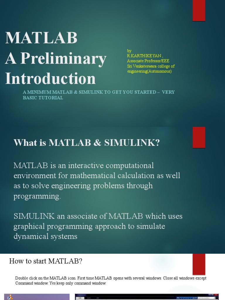 Elementary MATLAB & SIMULINK | PDF | Matlab | Array Data Structure