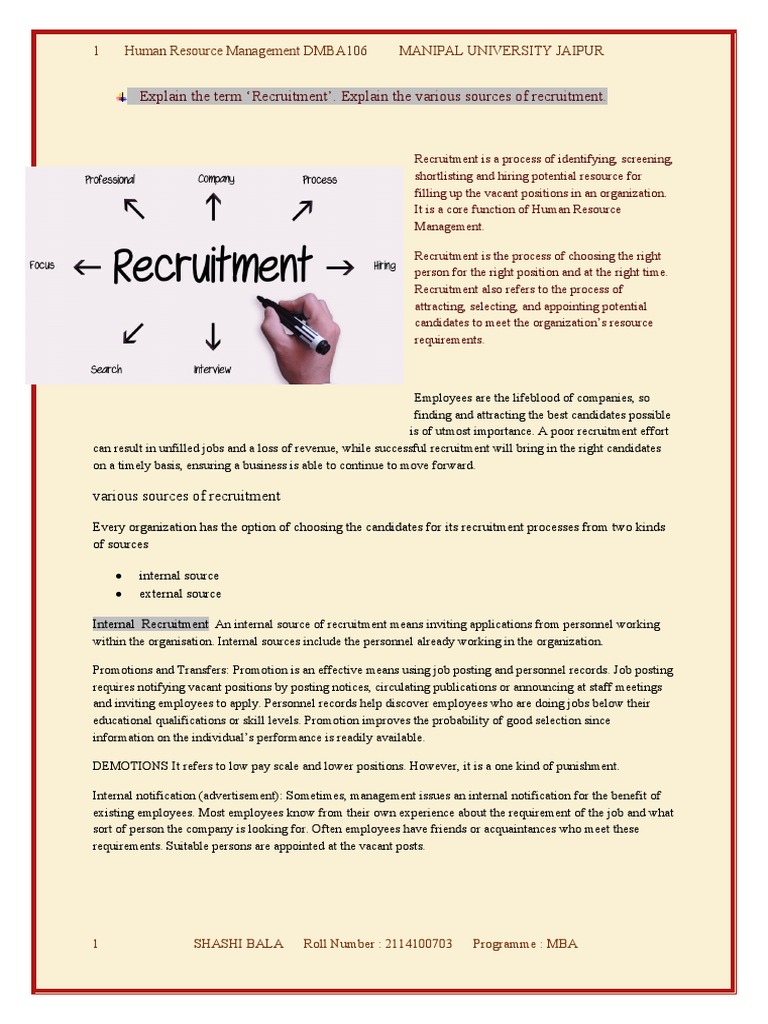 Dmba106-Human Resource Management | PDF | Recruitment | Human Resource ...
