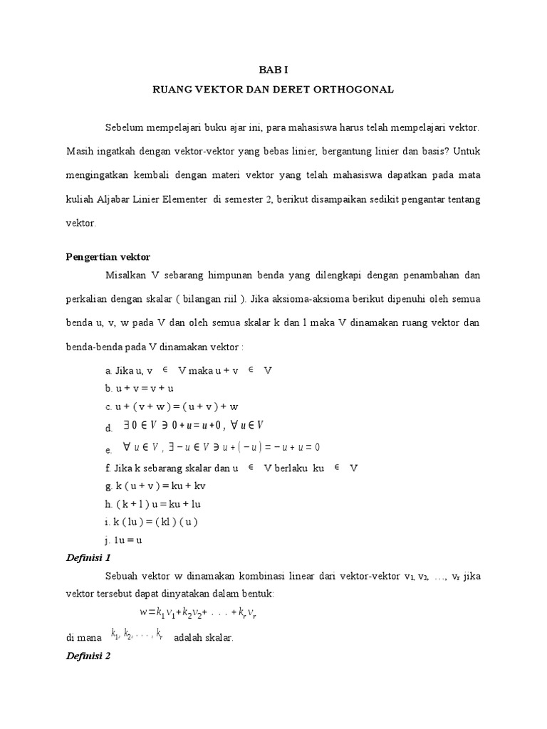 Ruang Vektor dan Deret Orthogonal | PDF