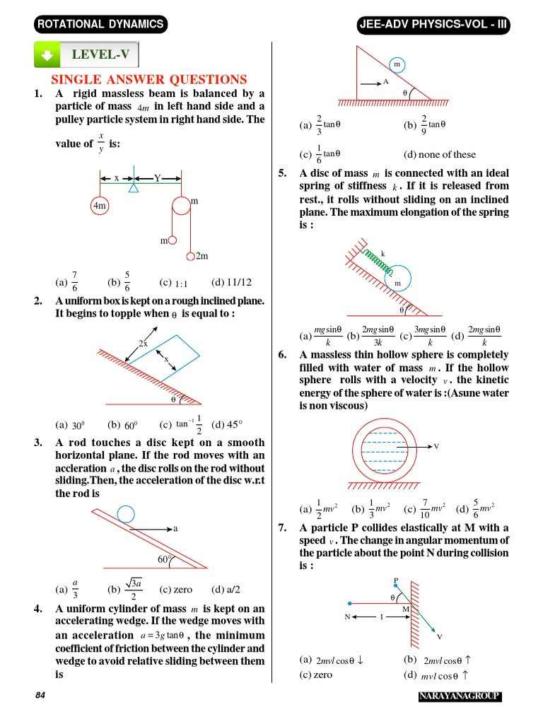 1C. Rotational Dynamics-L-5 (84 - 103) | PDF | Rotation Around A Fixed Axis | Force