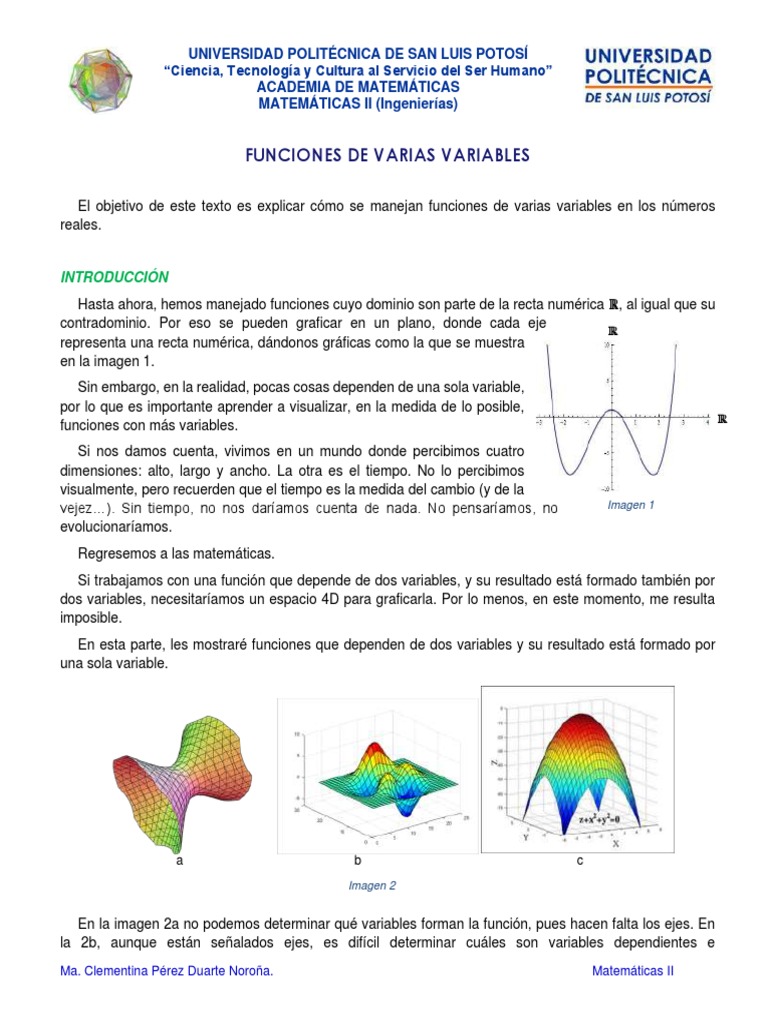 Funciones de Varias Variables | PDF | Curva | Función (Matemáticas)