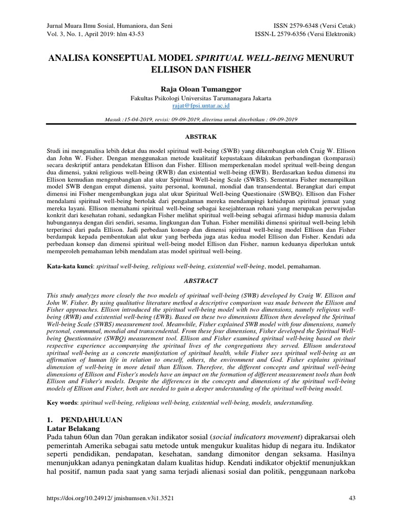 Model Spiritual Well-Being Ellison vs Fisher | PDF