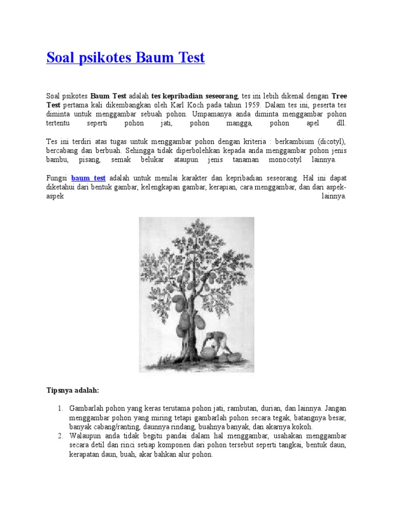 Soal Psikotes Baum Test (Gambar Pohon) | PDF