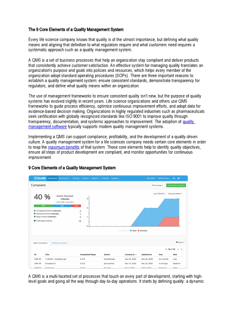 The 9 Core Elements of A Quality Management System | PDF | Quality ...