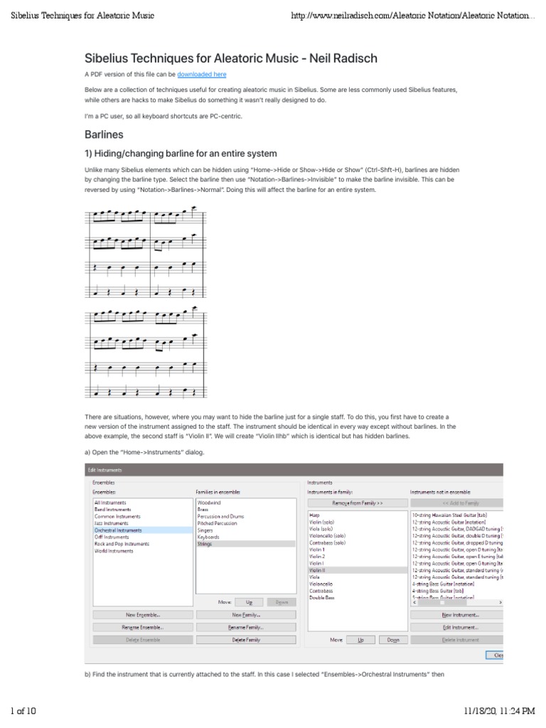 Aleatoric Notation (Sibelius) | PDF | Computing | Notation