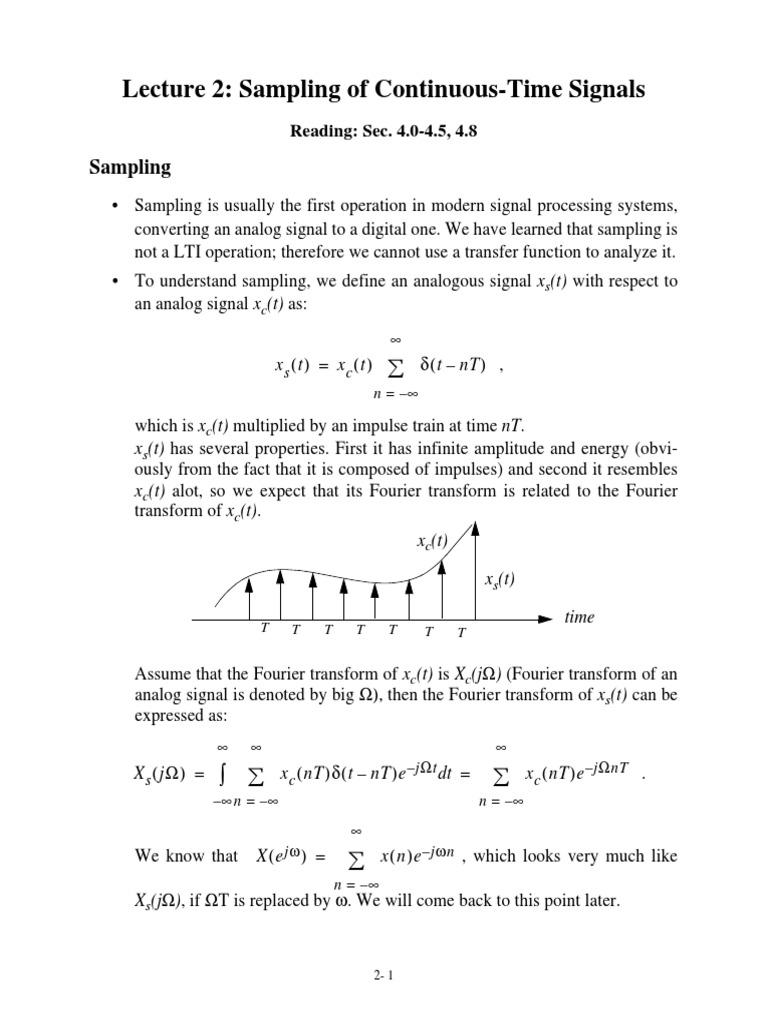 Sampling Continuous-Time Signals Explained | PDF | Sampling (Signal Processing) | Analog To ...
