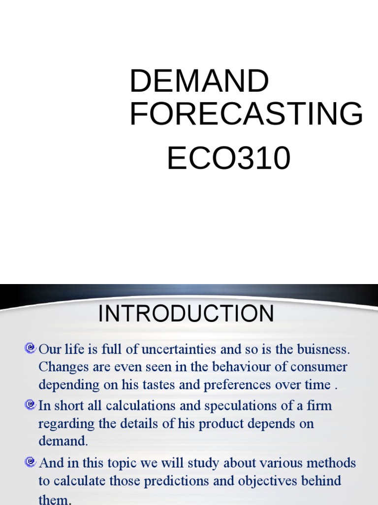 Demand Forecasting Eco310 Pdf Forecasting Regression Analysis