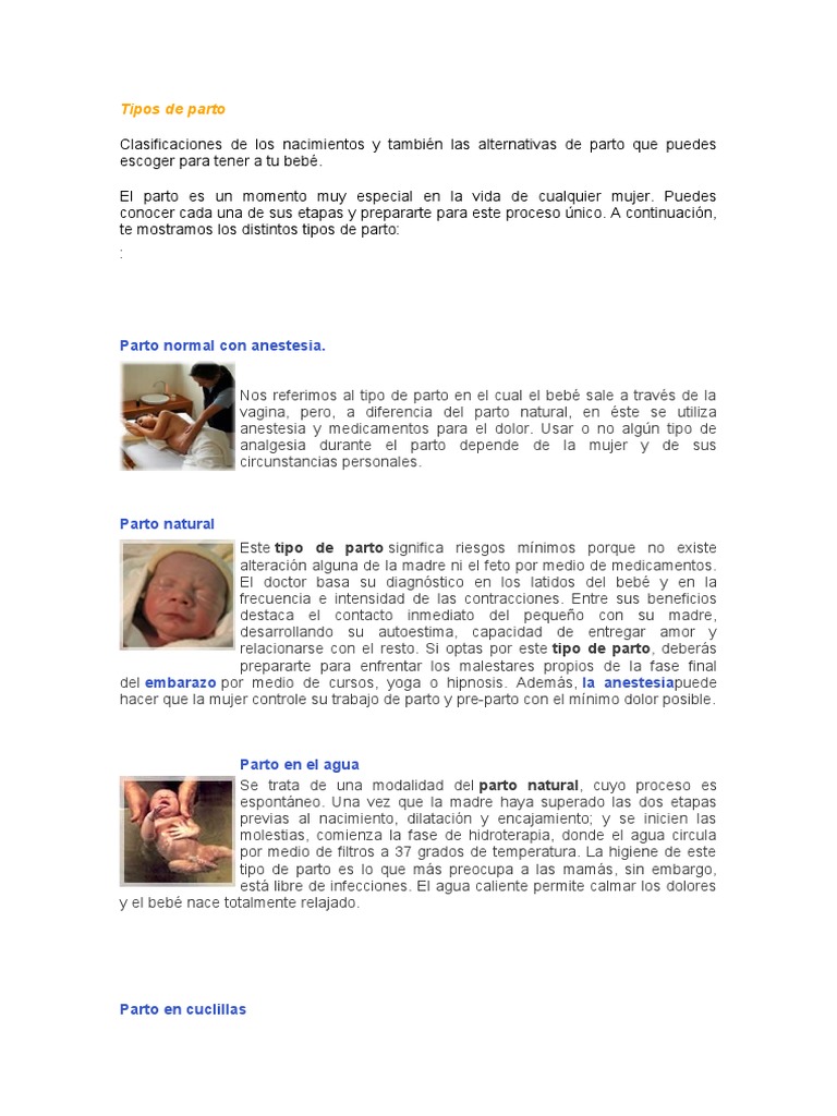 Tipos de Parto | PDF | Parto | El embarazo